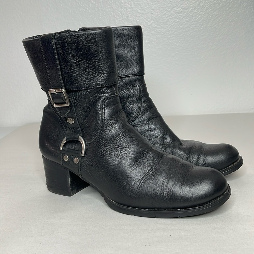 Harley Davidson Sadie Black Leather Motorcycle Heel C… - Gem